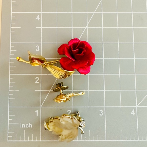Jewelry | Vintage Red Rose Flower Brooch Lot | Poshmark